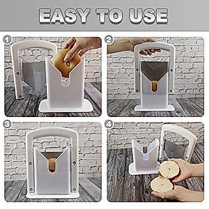 Bagel Slicer,Perfect for Bagels, Safe Grip, Guillotine Cutter, Safety Shield, Stainless Steel (white)