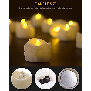 PChero LED Tealights with Timer, 12pcs Flickering Flameless Battery Operated Timed Tea Light Electric Candles for Halloween Christmas Home Party Wedding Centerpieces Decorations