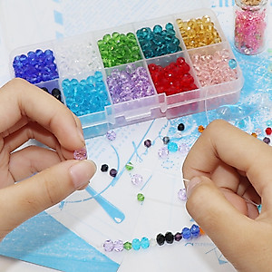 Guoxin 300Pcs Briolette Crystal Glass Beads Faceted Assorted Colors Spacer Beads for DIY Bracelets Crafts Jewelry Making with Box (8MM, Briolette)