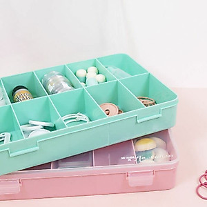 Craftelier - Organizer Box with 17 Compartments for Cardmaking, Scrapbooking and Craft Materials | Dimensions 26.5 x 17.8 x 4.2 cm (10.4“ x 7” x 1.65") -Transparent and White Color