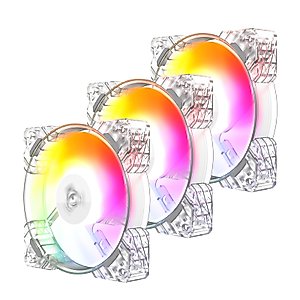 ALSEYE N12 Case Fans, 3 Pack 120mm ARGB & PWM PC Case Cooling Fans with Controller, Ultra Quiet High Airflow Half-Transparent White Computer Case Fan