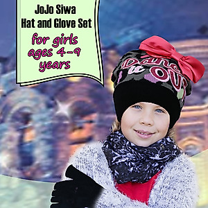 Nickelodeon JoJo Siwa Girls Hat and Glove Cold Weather Set (Black)