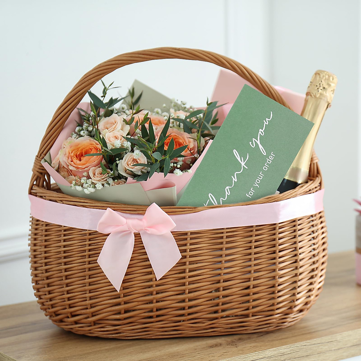 Whaline 100Pcs Mini Thank You Cards Sage Green Thank You for Your Order Cards Thank You Notes for Small Business Stores Restaurants, 2 x 3.5 Inch