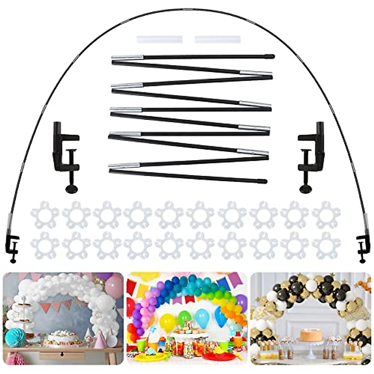RUBFAC Table Balloon Arch Kit, Black Balloon Arch Stand Balloon Arch Frame for Different Size Tables Balloon Garland Decorations of Birthday Party Wedding Baby Shower Christmas and Festival Decoration
