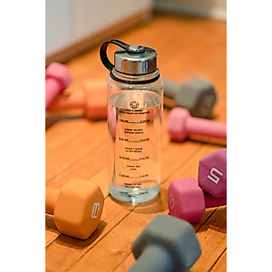 Love Yourself Wellness 40oz.Glass Water Bottle with Sleeve Motivation and Teaching times when to Drink Wide Mouth Stainless Steel Filter Attached lid Hydrating Sport Water Bottle Protective Sleeve