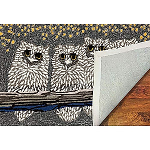Liora Manne Frontporch Indoor Outdoor Rug - Novelty Design, Hand Hooked, Weather Resistant, UV Stabilized, Foyers, Porches, Patios & Decks, Owls, 2'6 x 4'