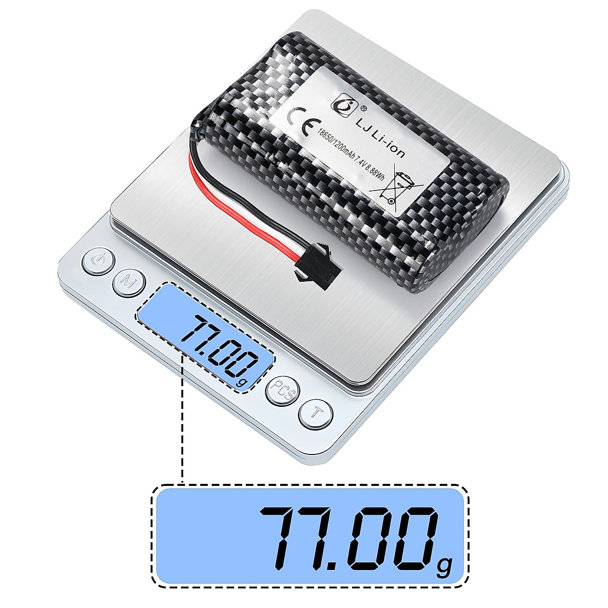 kolegend Remote Control Excavator Accessories 7.2V 1200Mah Rechargeable Battery with USB Charger Cable for 1592 rc Construction Vehicle