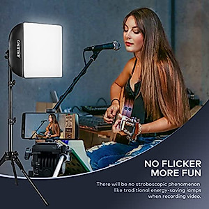 RALENO Softbox Lighting Kit, 16'' x 16'' Photography Studio Equipment with 50W / 5500K / 90 CRI LED Bulb, Continuous Lighting System for Video Recording and Photography Shooting