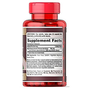 Puritans Pride Black Cherry 1000 mg Capsules, 200 Count