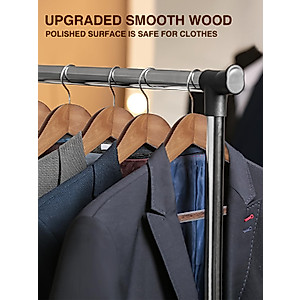 SMARTOR Suit Hangers for Men, 8 Pack - Wide Shoulder Wooden Suit Hangers with Non Slip Pants Holder, Wide Hangers for Suit, Coat, Jacket, Gown, Heavy Duty Wood Suit Hanger - Walnut