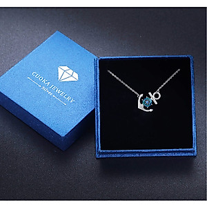 Anchor Necklace for Women, 925 Sterling Silver Boat Anchor Ocean Sailor Necklace, Austrian Circle Crystal Nautical Jewelry Blue Ship Wheel Pendant Inspirational Gifts for Best Friend