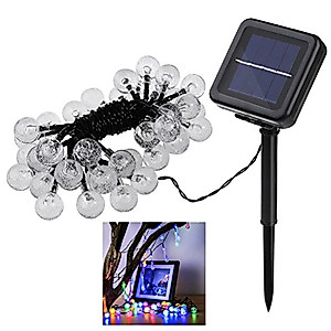 Christmas Lamp- 7M 50LED Crystal Ball Solar String Lights Christmas Fairy Garden Lights for Outdoor Home Lawn Patio Party and Holiday Decorations (Warm White Light)