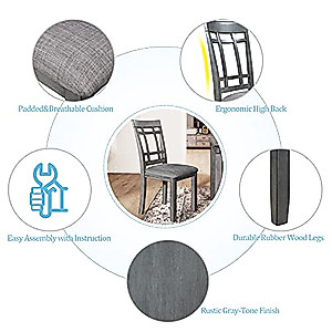 Harper & Bright Designs 6 Piece Wooden Dining Table Set,Kitchen Table Set with 4 Upholstered Chairs and Bench,Farmhouse Rustic Style Dining Room Table Set,Antique Graywash+Linen