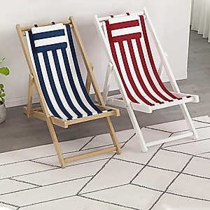 Hperu Patio Chair Replacement Fabric,Patio Chair Replacement Fabric, Folding Sling Chair Replacement Fabric with Pillowcase, Red and White Stripes Sling Chair Replacement Fabric 45x17