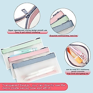 JUTOROSY 3 Pack Pencil Case Zipper Pencil Pouch, Multifunctional Clear Pen Bag Organizer Stationery Storage Bag for Office Supplies Cosmetics Makeup Travel Accessories