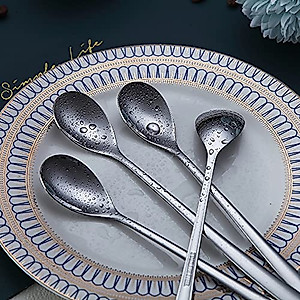 Long Handle Spoon, Coffee Stirrers, Premium Stainless Steel Coffee Spoons, Ice Tea Spoons, Ice Cream Spoon, Cocktail Stirring Spoons, Tea Spoons, Set of 6 (Silver)