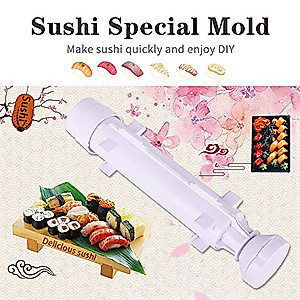 URED Professional Super Space Sushi Bazooka, Upgrade Sushi Roller Mold Food Grade Plastic, Rice Vegetable Meat Diy Sushi Making Kit Machinekitchen Utensils White (white)