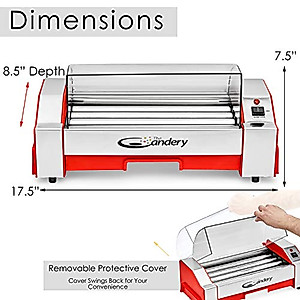 The Candery Hot Dog Roller - Sausage Grill Cooker Machine - 6 Hot Dog Capacity - Household Hot Dog Machine for Children and Adults