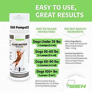 SSN Fluid Motion - Hyaluronic Acid for Dogs 30-60+ Day Supply - Liquid Joint Supplement for Senior Dogs - Apple Flavor - Hip & Joint Support, Mobility, and Comfort - Glucosamine Alternative (150ml)