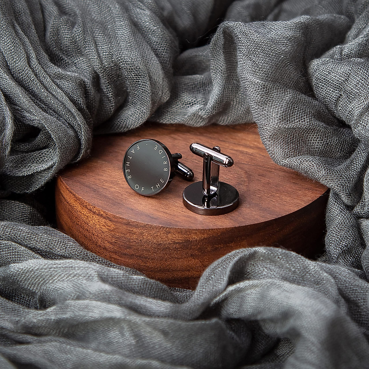 MUUJEE Cufflinks with Engraved Wood Gift Box - Father Of The Bride Gift on Wedding Day Marriage Ceremony for Dad FIL from Daughter Son In Law, Tuxedo Dress Shirt Studs Accessory, Meaningful Keepsake