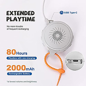 Portable Sound Machine, White Noise Machine with Night Light for Baby & Adults by COMSYNC, Sleep Soothers with 12 Soothing Sounds for Stroller or Car Seat, Rechargeable, Child Lock & Timer
