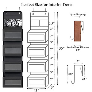 Heavy Duty Over Door Organizer, Wall Mount Hanging Organizer Storage with 4 Large Capacity Pockets, Closet Bathroom Nursery Bedroom Dorm, Toys Cosmetics Sundries and Baby Essentials, Black