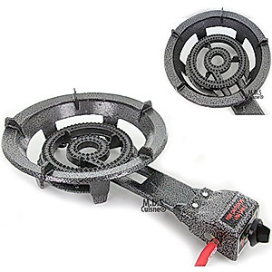 M.D.S Cuisine Cookwares Propane Single Big Large Gas Burner Portable Stove Camping BBQ with Hose & Regulator