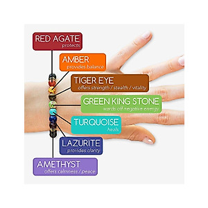 Men Women Stone Beads Stretch Strand Bracelets Healing Therapy Bracelets Gift, Black