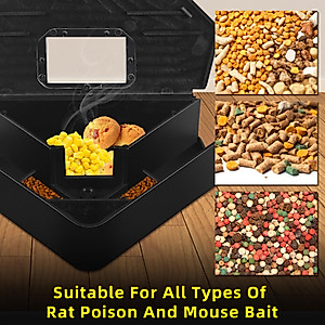 Upgraded Mouse Bait Station with Keys & Visible Window Indoor Outdoor for Rats Mice Rodents, Reusable Mouse Poisoning Bait Blocks Trap, Friendly for Children & Pets (8 Pack, Black)