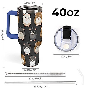 Cartoon Guinea Pigs Insulated Tumbler with Lid And Straw Stainless Steel Travel Coffee Mug 40oz Deep Blue-style