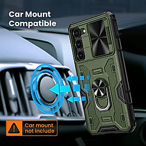 VEGO for Galaxy S23 Plus Case, Samsung S23 Plus Case with Stand & Slide Camera Cover Magnetic Absorption, Microfiber Lining 4 Corners Sponge Cushion Shockproof Case for Galaxy S23 Plus 6.6" - Green