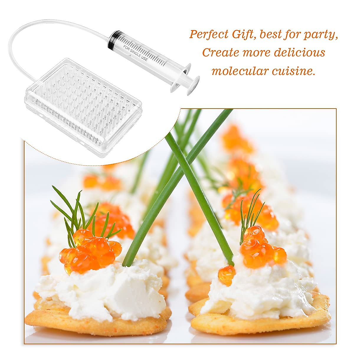 Gimify Caviar Maker Box, Spherification Dropper | Molecular Gastronomy Kit | 96 Holes Roe Sauce Dispenser Strainer Tools with Spoon & Syringe