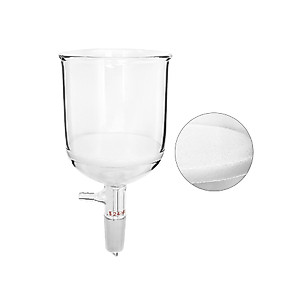 QWORK 500ml Filtering Buchner Funnel Medium Frit (G2) Lab Glassware with Standard 24/40 Joint and Vacuum Serrated Tubulation, 94mm I.D, 100mm Depth