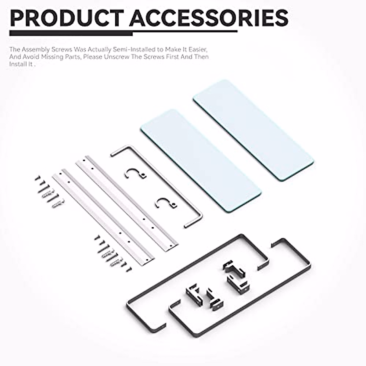 GeekDigg bathroom glass shelf with towel bar, 2 tier wall mounted tempered glass shower storage organizer with 8MM extra thick, 15.2 by 5 inches - Not Brushed Nickel