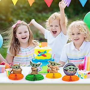 9PCS Baby Yoda Honeycomb Centerpieces, Baby Yoda Table Topper for Birthday Party Decoration, Star War Baby Table Topper Centerpieces, Baby Shower Cake Topper Table Decorations