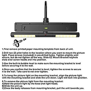 LUXSWAY Wireless Painting Light with Rotatable Light Head for Wall Art, Pictures,Painting,Artworking Display, Remote Control, Dimmable and Timer Off,Battery Operated-Black