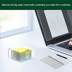 BOSSCASA Acrylic Sticky Note Holder, Self-Stick Note Pad Holder W/O Pads - Note Dispenser Memo Pad Holder Desk Organizer for School Office Home (3''x3'' Clear - 2 Pack)