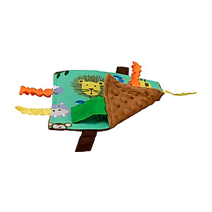 Baby Jack & Co 8x8” Jungle Lovey Tag Toys for Babies - Baby Crinkle Toys - Crinkle Toys for Baby - Soft & Safe - Learn Shapes & Colors - Ideal Baby Toy - BPA Free w/Stroller Clip