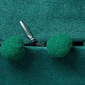 DEZENE Decorative Pillow Covers 18x18 Green: 2 Pack Cozy Soft Pom-poms Velvet Square Throw Pillow Cases for Farmhouse Home Decor