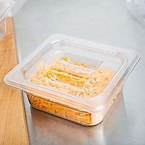 YBSVO 1/6 Size Clear Polycarbonate Food Pan Lid with Handle- Pack of 6