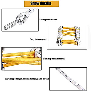 FGQCBBYC Escape Ladders 3 Storey Rope Ladder Nylon Home The Climb Engineeladder Portable Emergency Escape Ladder Reliable Fire Escape Ladder/15M/49Ft (10m/33ft)