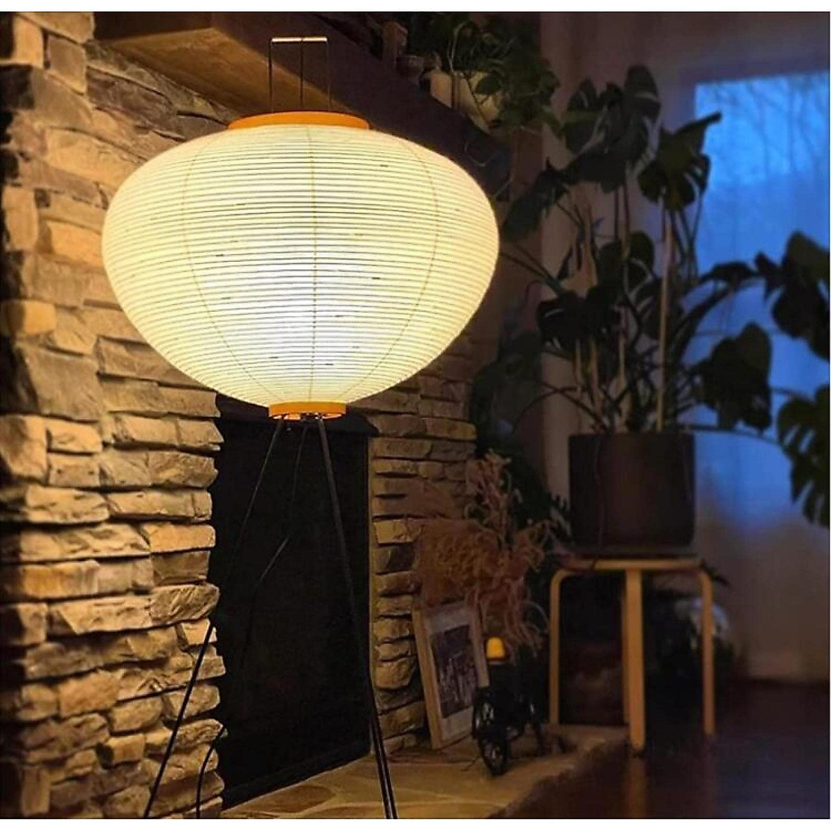 White Paper Floor Lamp,Japanese Lantern Floor Lamp，Handmade Paper Lamp Body Rice Paper Floor Lamp with Chrome Nightstand Desk Lamp for Bedroom Living Room Kid's Office Environmental Soft Light