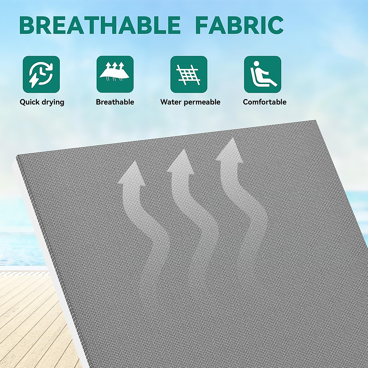 YITAHOME Aluminum Chaise Lounge Outdoor, Widened Patio Lounge Chair with Wheels, 5-Position Adjustable Sunbathing Recliner for Poolside, Backyard, Lawn (Grey)