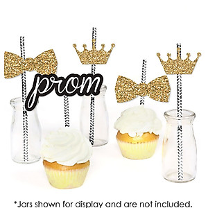 Prom - Paper Straw Decor - Prom Night Striped Decorative Straws - Set of 24