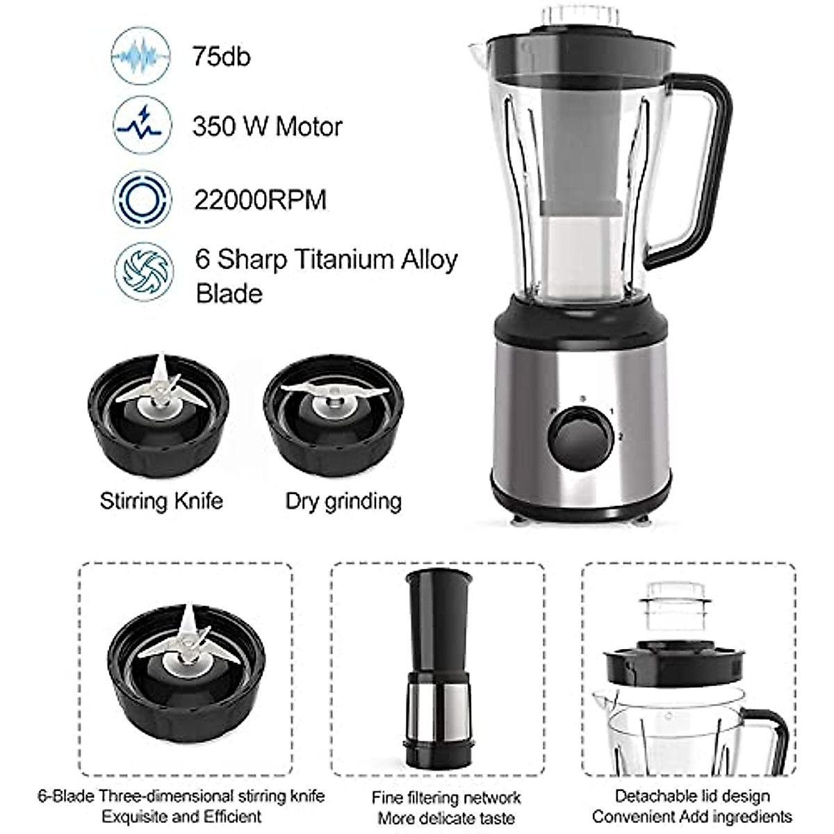 Water cup Electric juicer Blender Blender 22 000Rpm High Speed U200BU200Bblender Ice Crusher With 3 Control Speeds And 1.8L Glass Jar 3 Titanium Alloy Sharp Blades For Ice/Nuts/ ZJ666