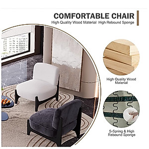 1 Piece Upholstered Velet Fabric Mid Century Modern Accent Chair with Solid Wood Frame, Comfy Armless Chair for Living Room, Bedroom, Reading, Balcony,Black