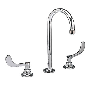American Standard 6540.175.002 Monterrey Widespread .5 Gpm Gooseneck Faucet with VR Wristblade Handles Less Drain, Polished Chrome
