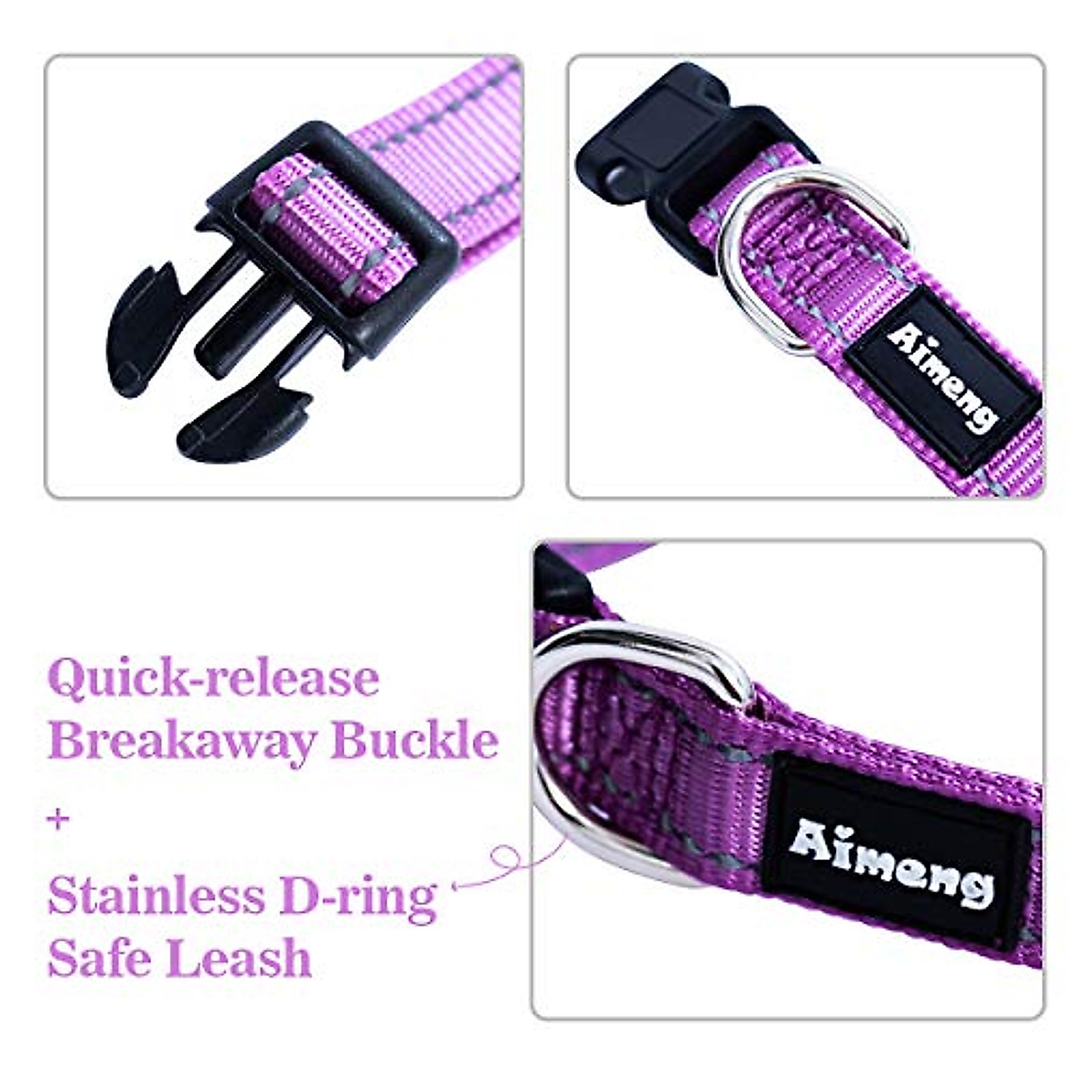 Personalized Dog Collar Adjustable Dog Collar Fadeproof Custom Embroidered with Pet Name and Phone Number, 11 Thread Color Options for Boy and Girl Dogs