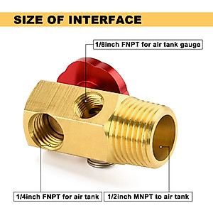 SILATU Air Tank Manifold - Aluminum Knobs Air Tank Valve，1/2 Inch NPT Tank 1/4 Inch NPT Hose 1/8 Inch NPT Gauge Relief Bypass Valve For Air Compressor Portable Carry Tank