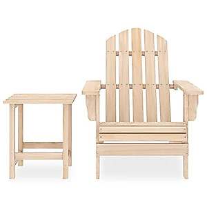 Tidyard Patio Adirondack Chair with Table Solid Fir Wood Outdoor Fire Pit Chair Wooden Garden Armchair for Porch Pool Lawn Deck Backyard Balcony Outdoor